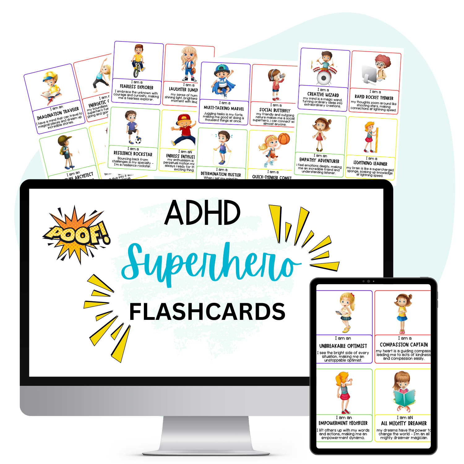 ADHD Superhero Flashcards: Fun Educational Focus Tool for Kids | Pop ...